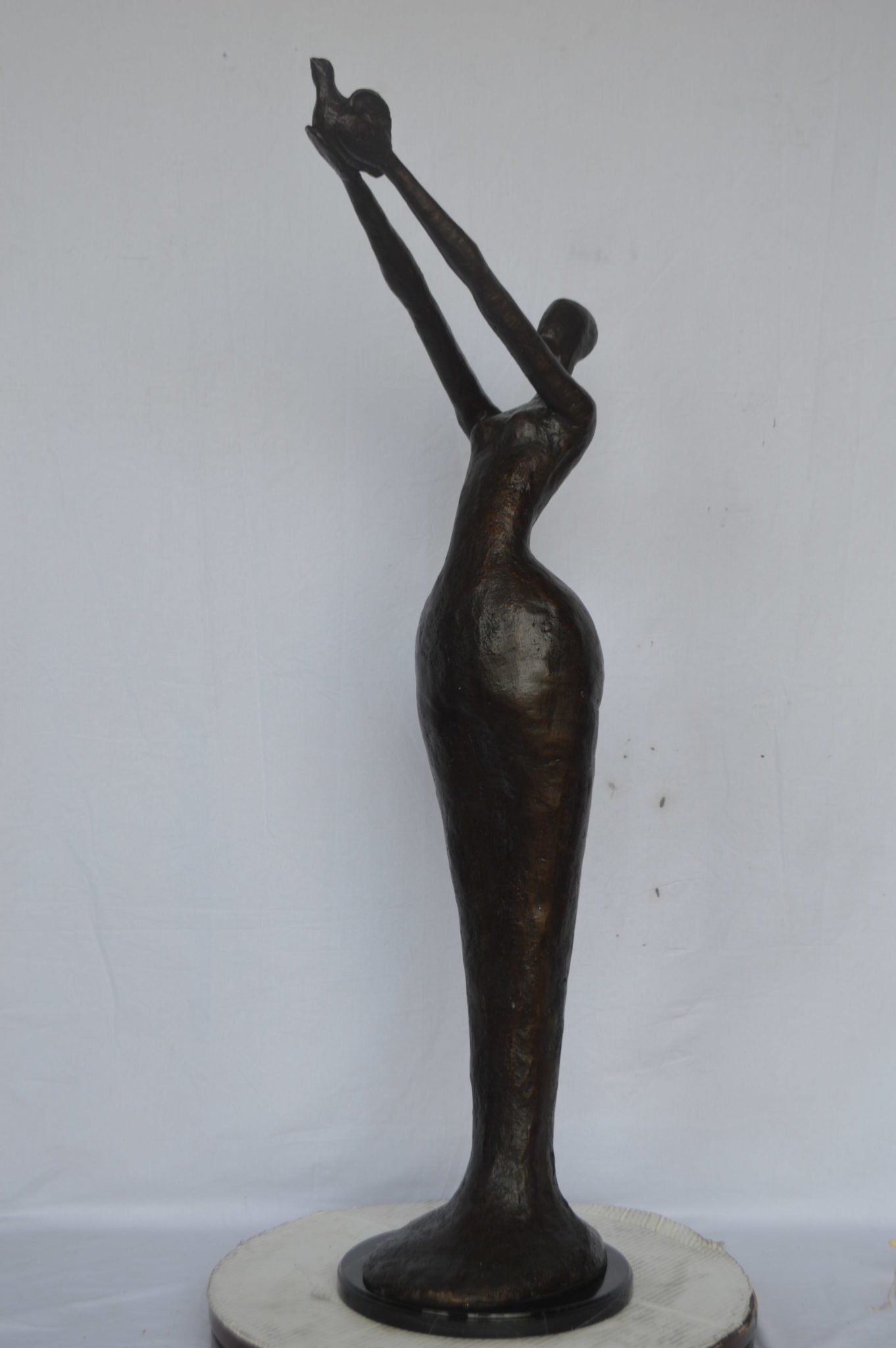 Woman Releasing Bird Modern Art Bronze Statue - Size: 13 Woman Releasing Bird Modern Art Bronze Statue - Size: 13