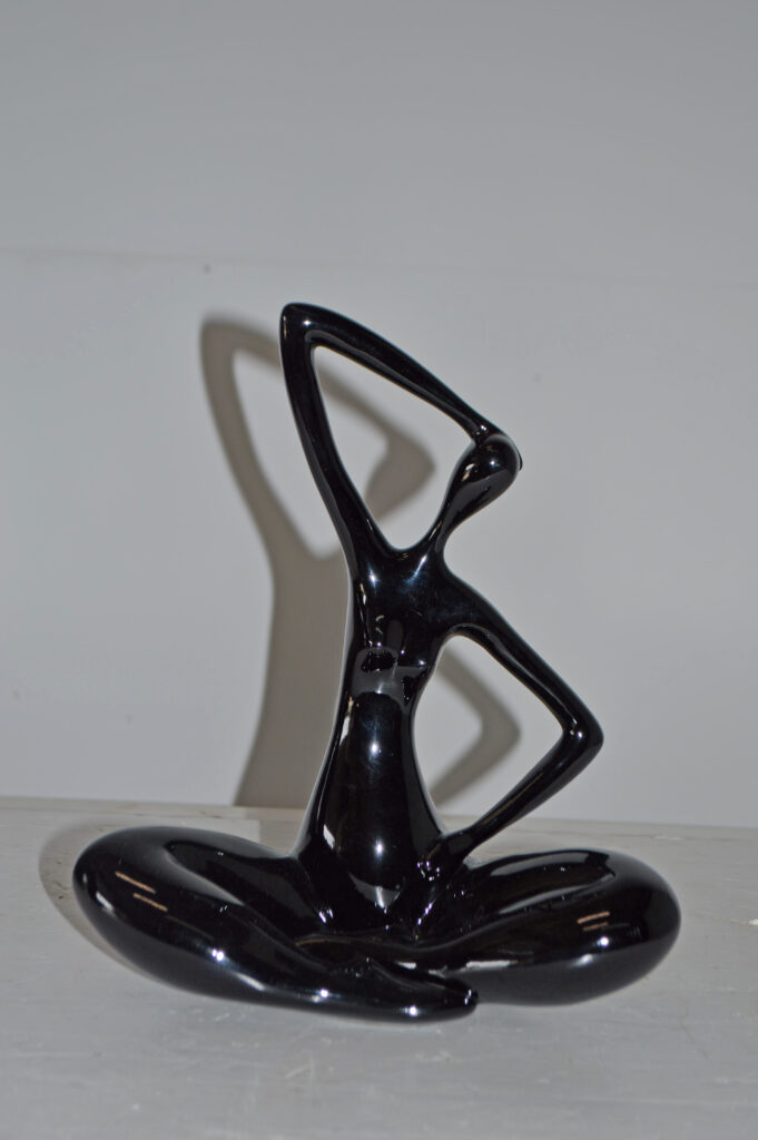 Modern Art Black Ballet Dancer Sitting Resin Statue - Size: 9 Modern Art Black Ballet Dancer Sitting Resin Statue - Size: 9